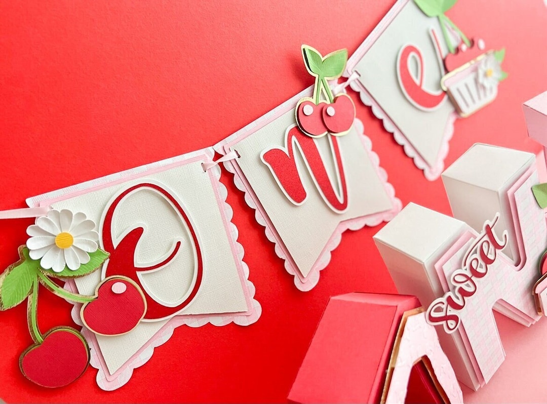 Cherry High Chair Banner, Cherry First Birthday Banner, Cherry Sweet ...