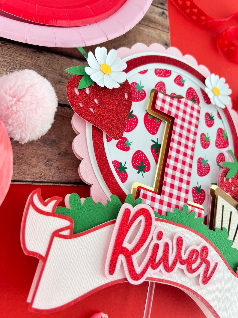 Berry First Birthday Cake Topper, Strawberry Theme, Strawberry Party ...