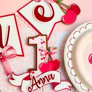 Cherry Bow Cake Topper, Cherry Coquette Cake Topper, Cherry Party Decor ...