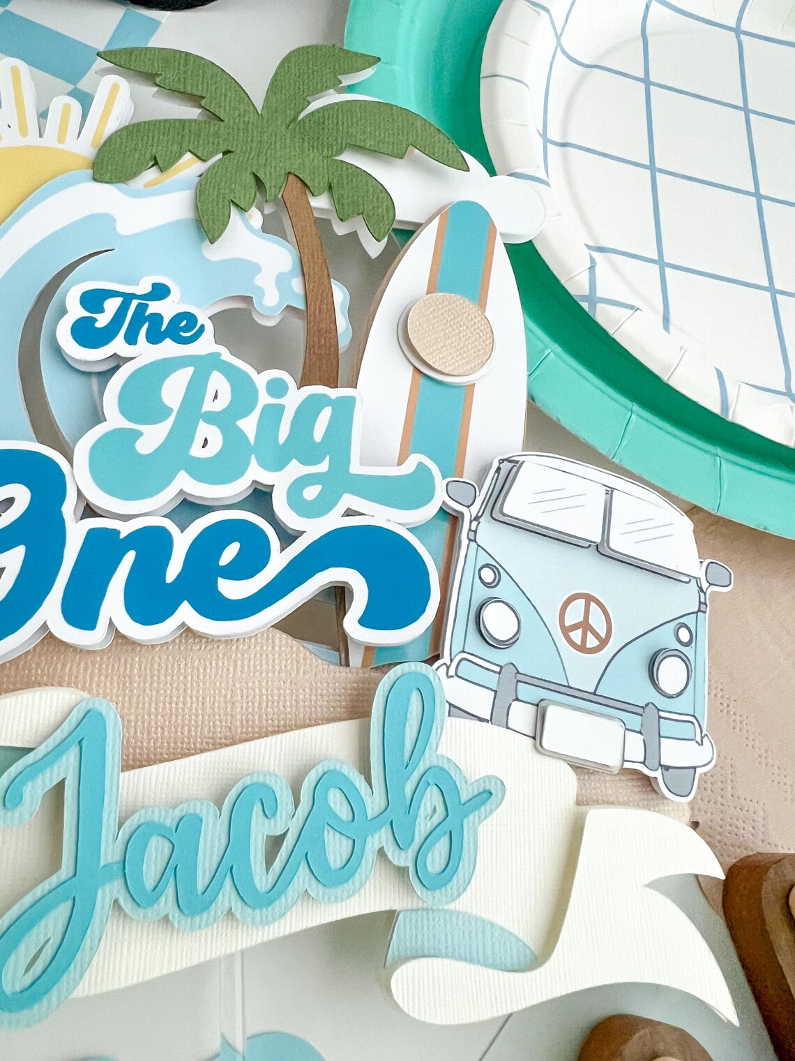 The Big One Cake Topper, Surf Theme Party Retro Surf Birthday Party ...
