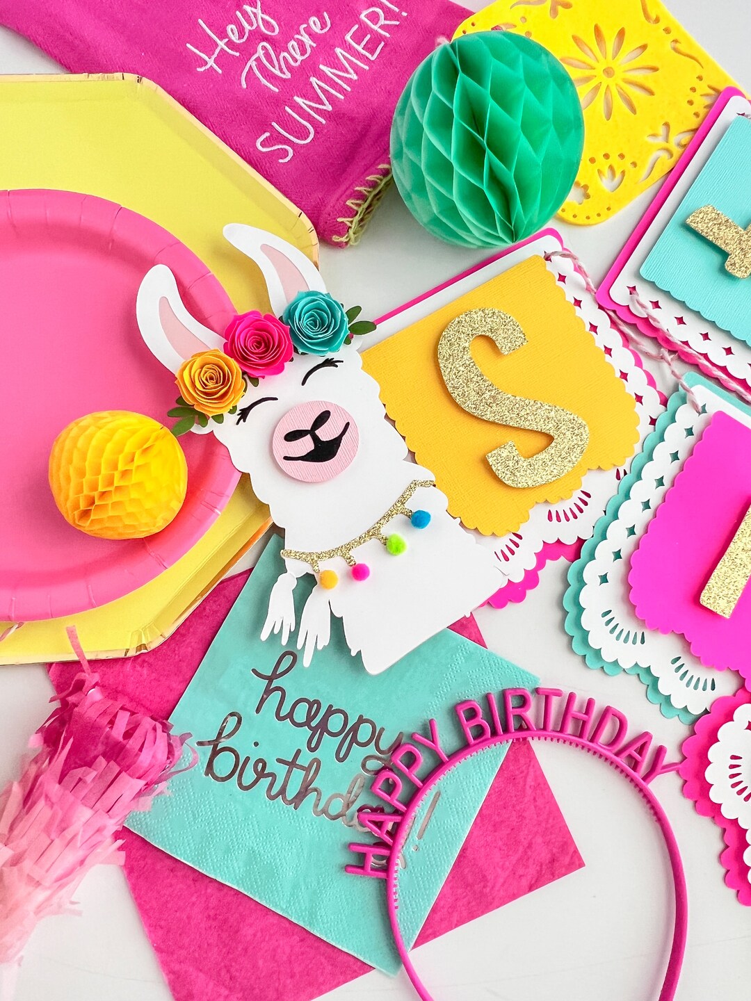 Llama Birthday Banner, First Fiesta Banner, Llama Banner, Llama Party ...
