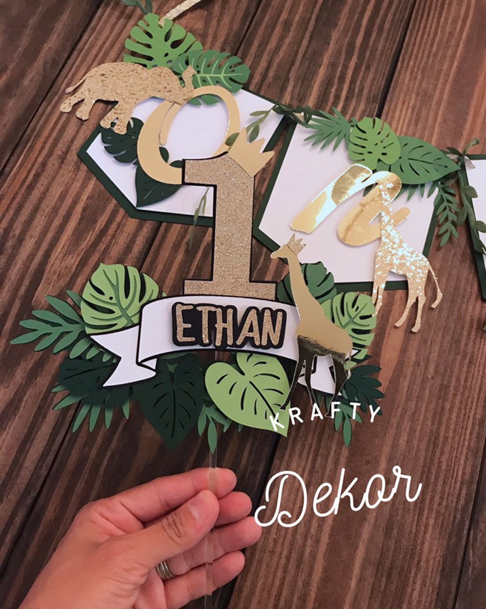 Jungle Safari Cake Topper Safari 1st Birthday Safari Gold - Etsy