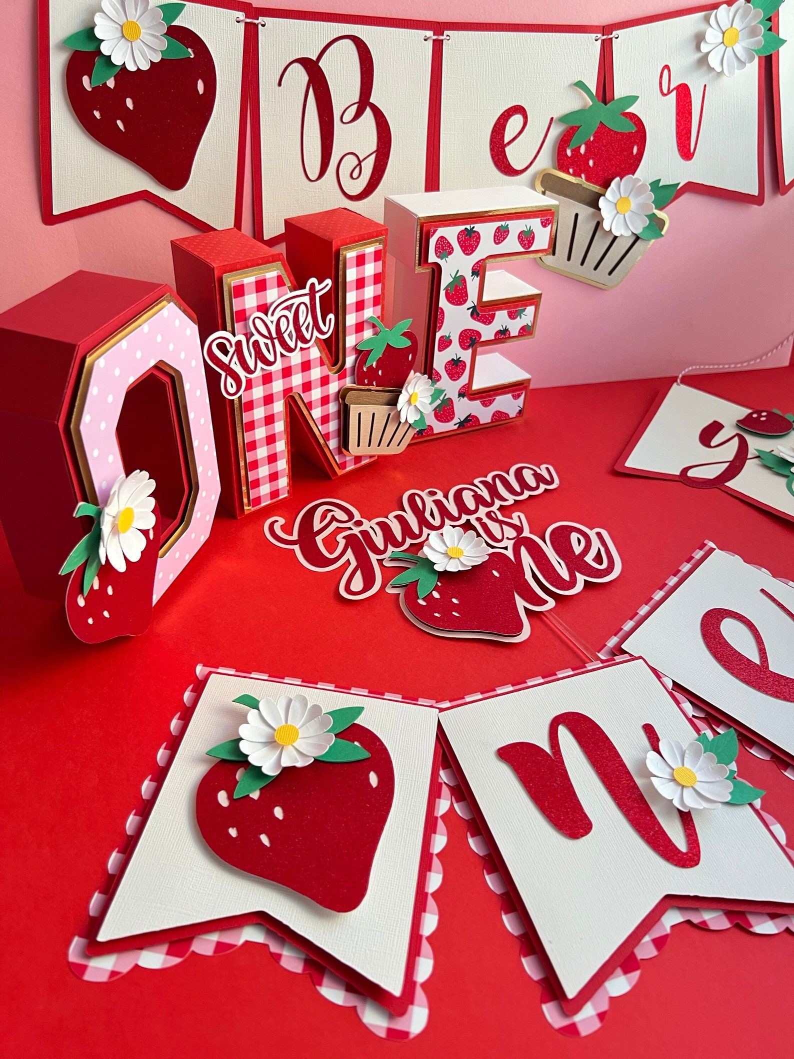 Strawberry 3D Letters, Strawberry Banner, Strawberry Party Decor ...