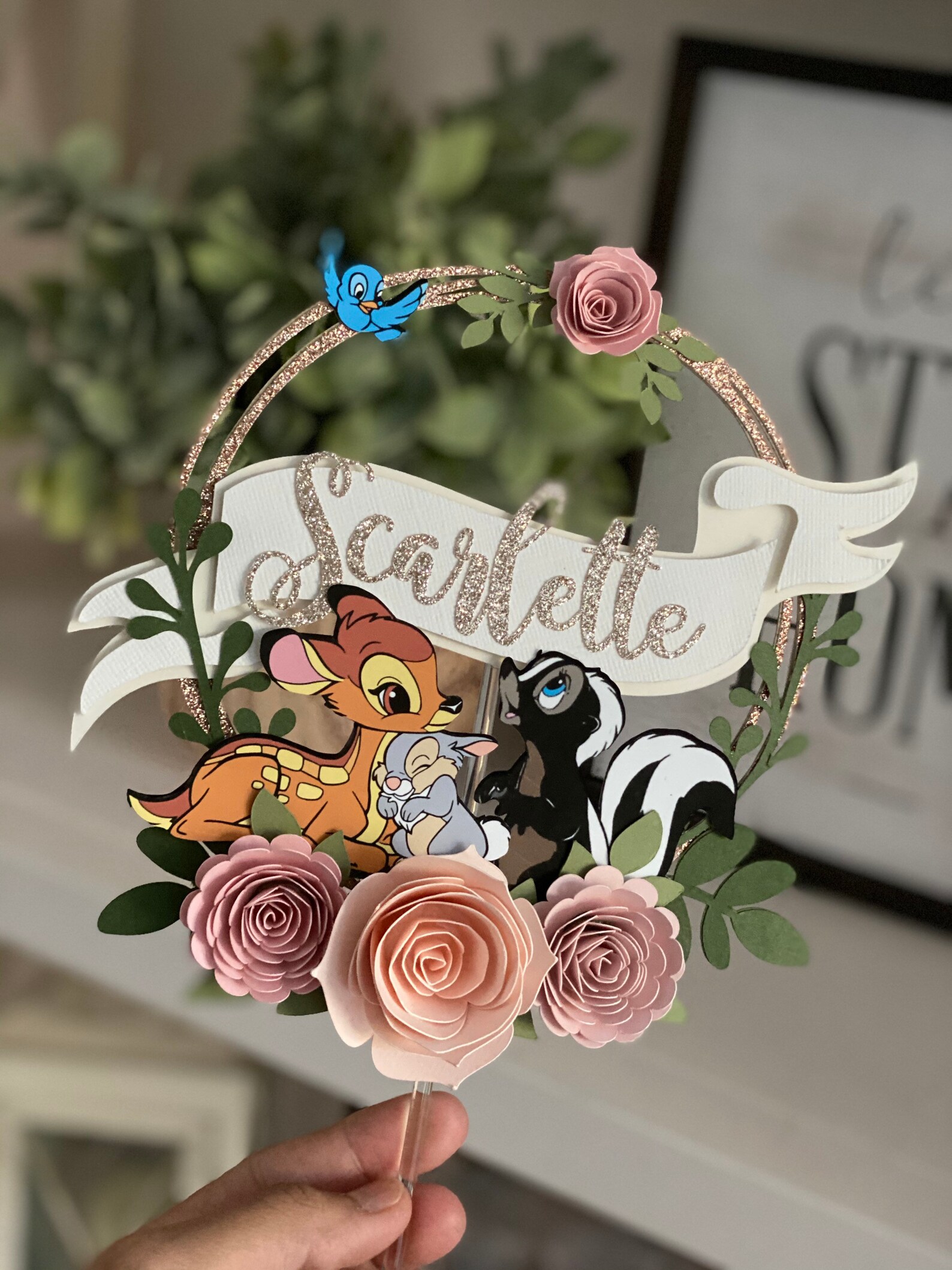 Bambi Cake Topper One Year Old Cake Topper Bambi Floral Cake | Etsy