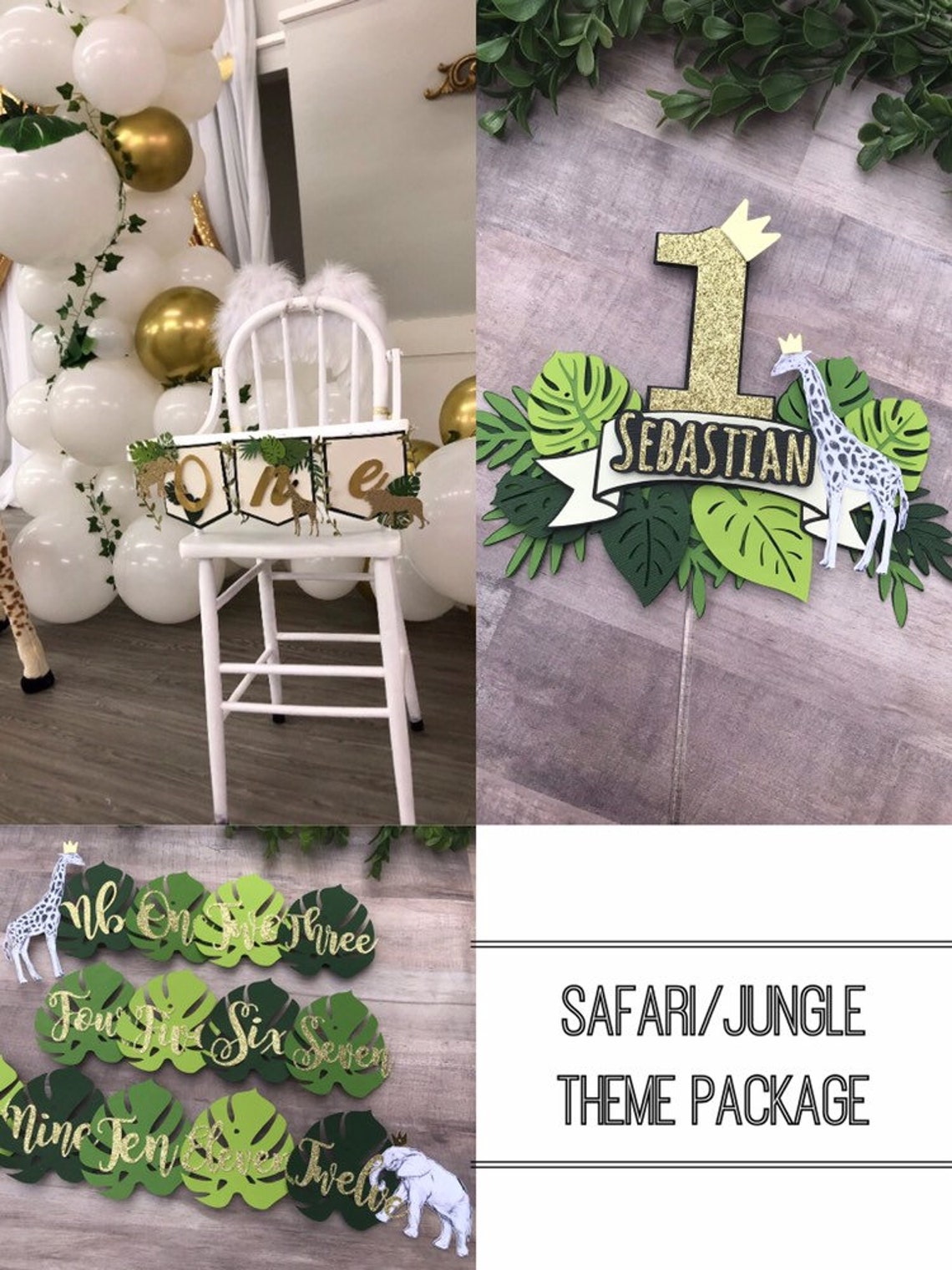 Jungle Safari Cake Topper Safari 1st Birthday Safari Gold - Etsy