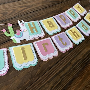 Llama Happy Birthday Banner, First Fiesta Banner, Llama Banner, Llama ...