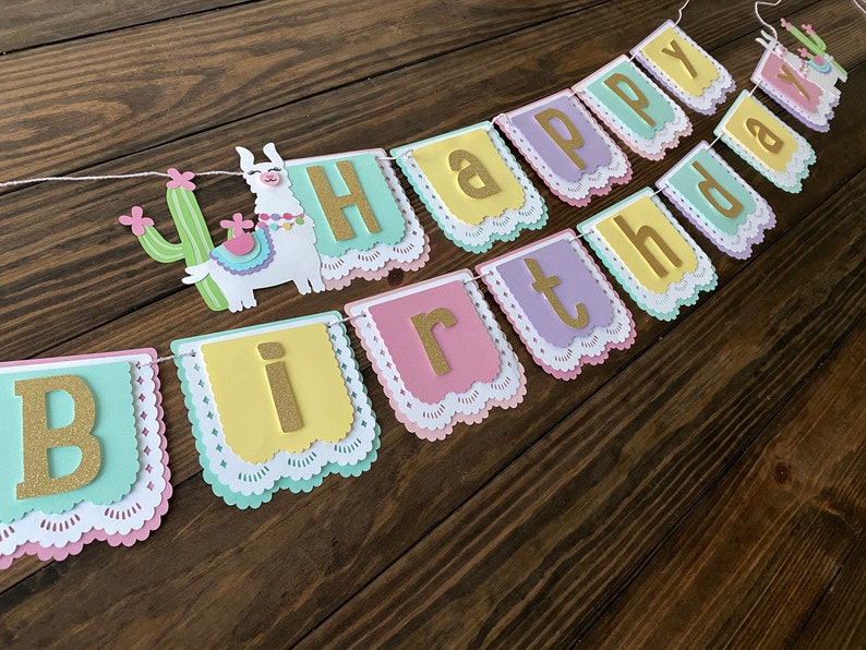 Llama Happy Birthday Banner, First Fiesta Banner, Llama Banner, Llama ...