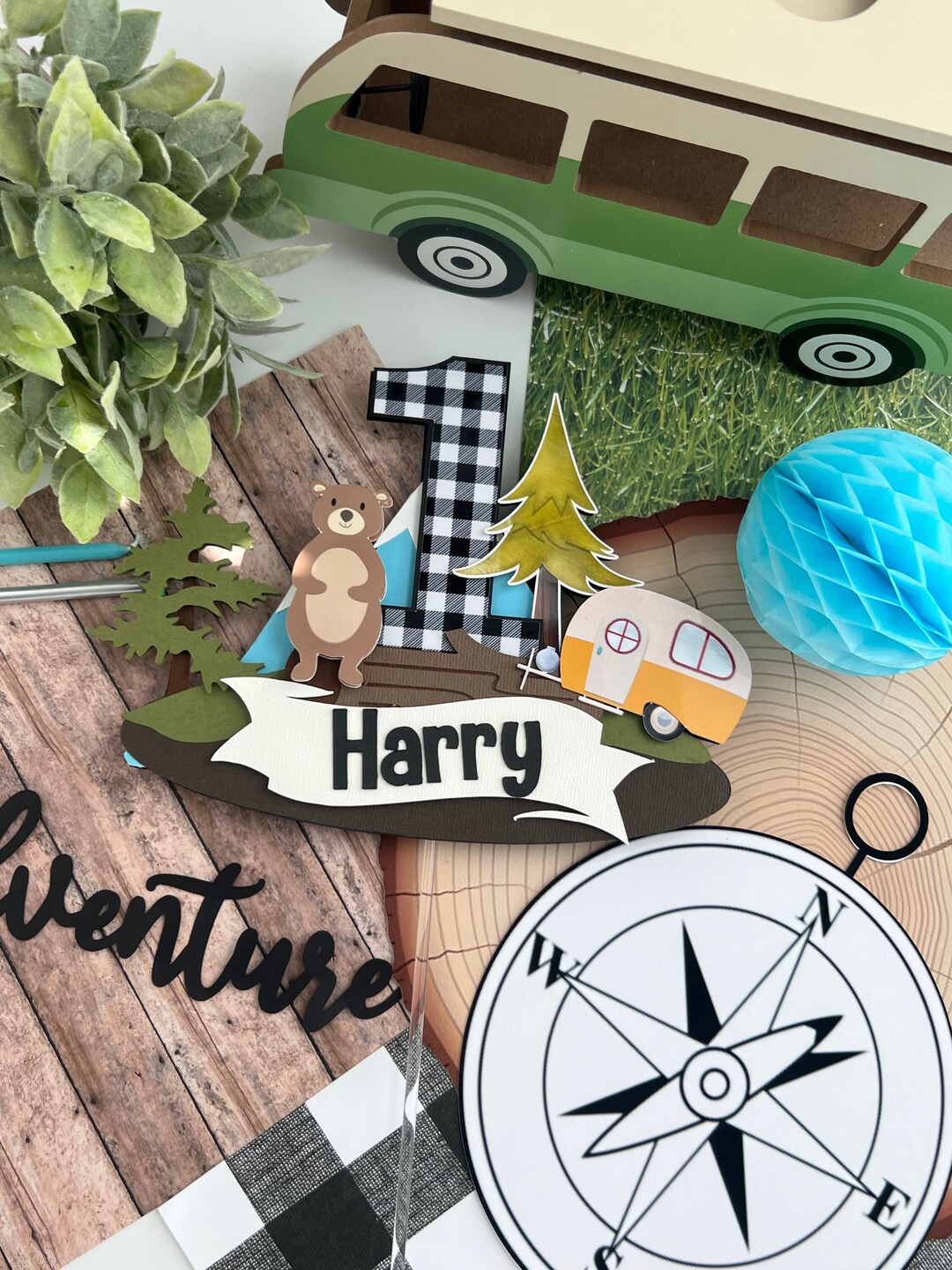 One Happy Camper Cake Topper, Little Camper Cake Topper, Camping Theme ...