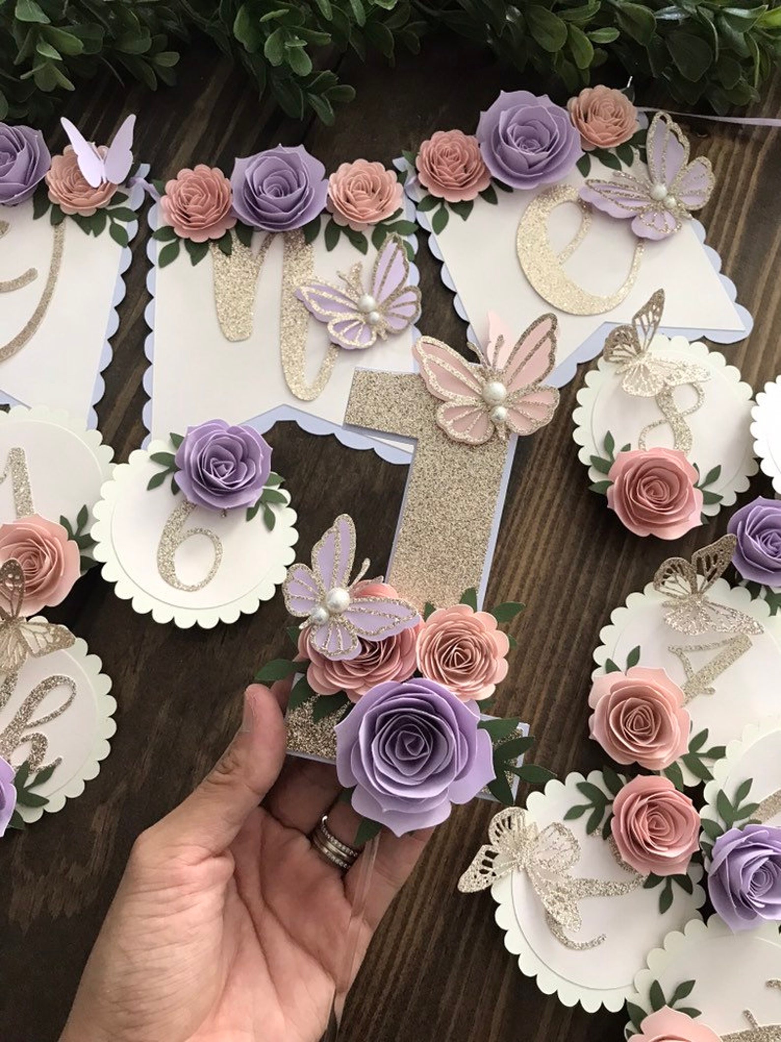 Butterfly Theme Cake Topper Butterfly Floral Package 1st - Etsy