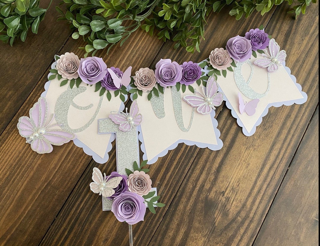 Butterfly Theme Banner, Butterfly Floral Banner, 1st Birthday Butterfly ...