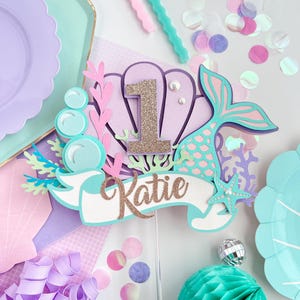 Mermaid Cake Topper, Mermaid 1st Birthday Banner, Mermaid One Banner ...