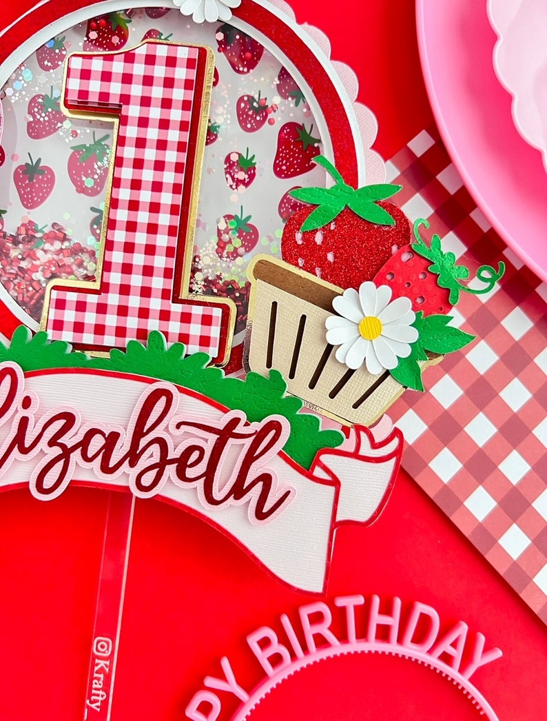 Berry First Birthday Cake Topper, Strawberries and Daisies 1st Year ...