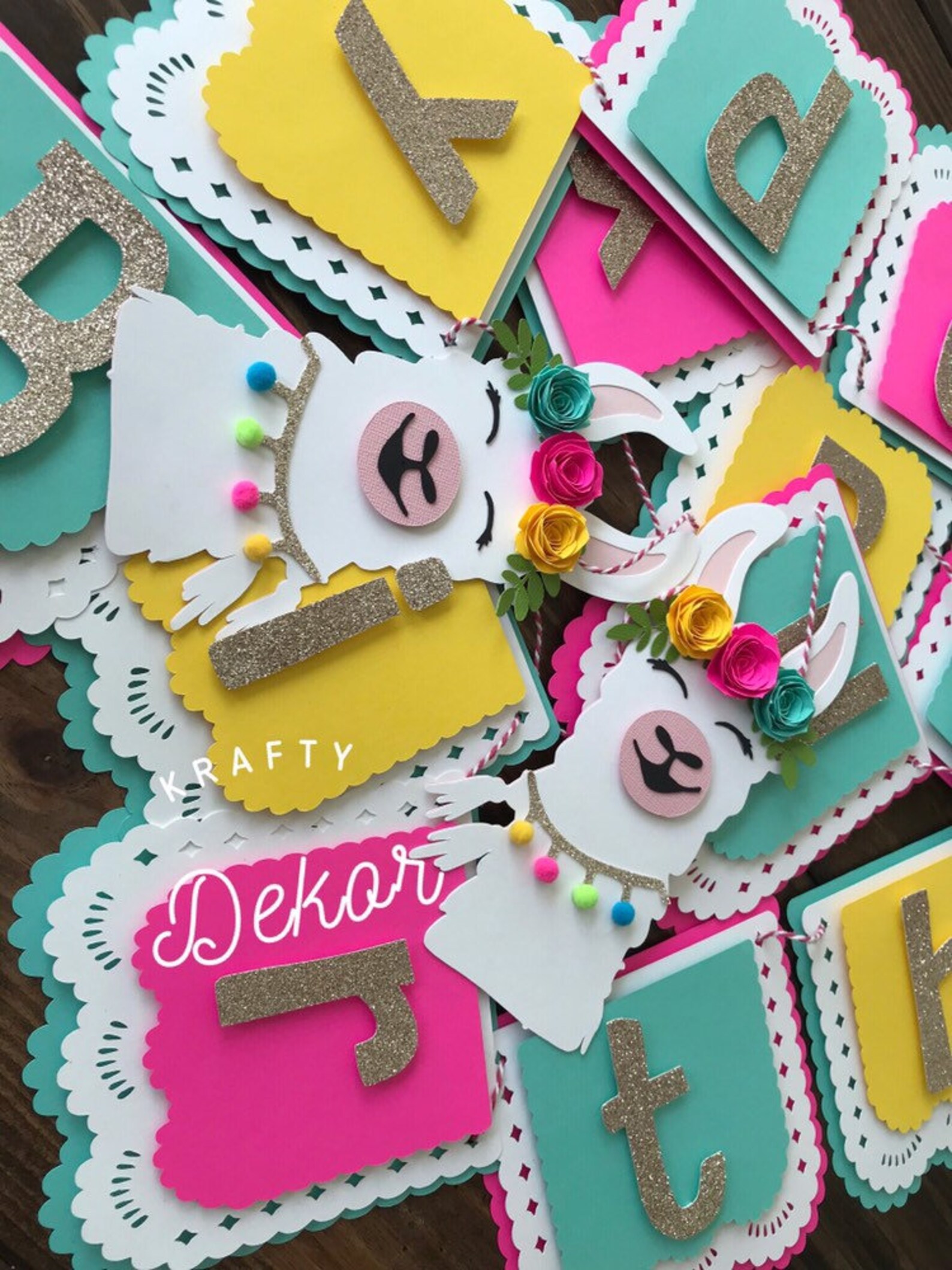 Llama Happy Birthday Banner, First Fiesta Banner, Llama Banner, Llama ...