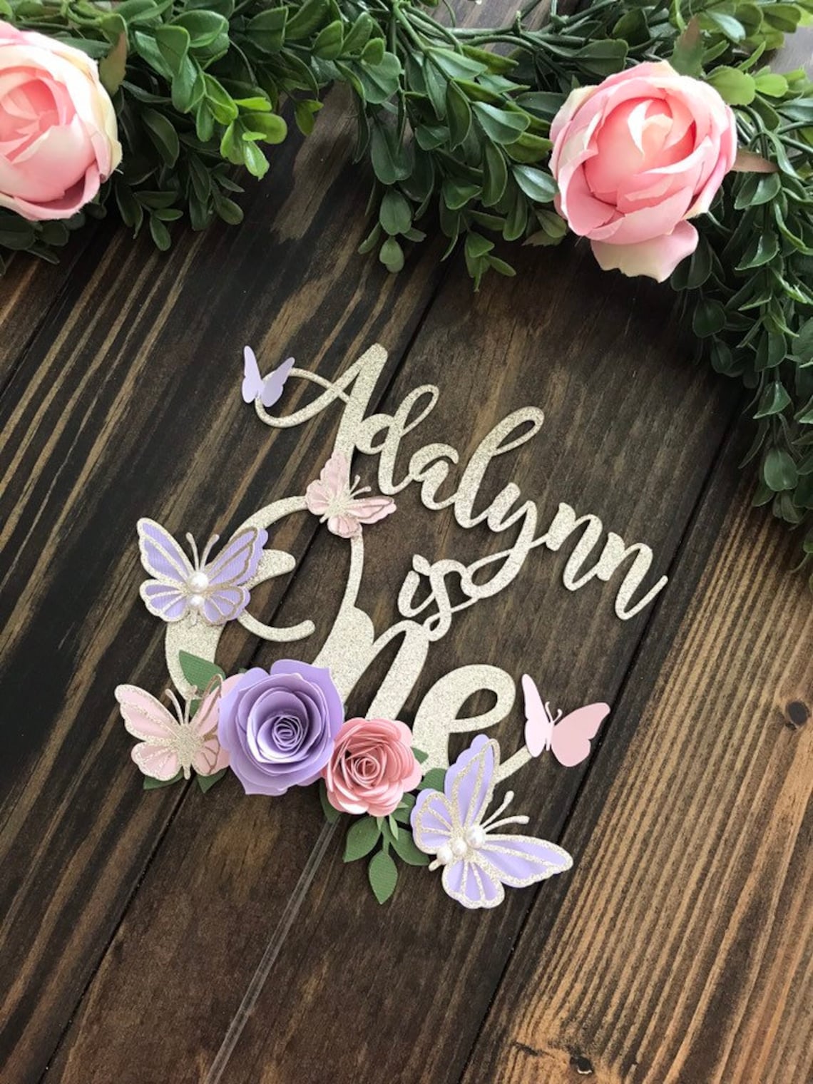 Butterfly Theme Cake Topper Butterfly Floral Cake Topper 1st | Etsy