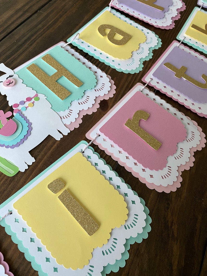 Llama happy birthday banner first fiesta banner llama | Etsy