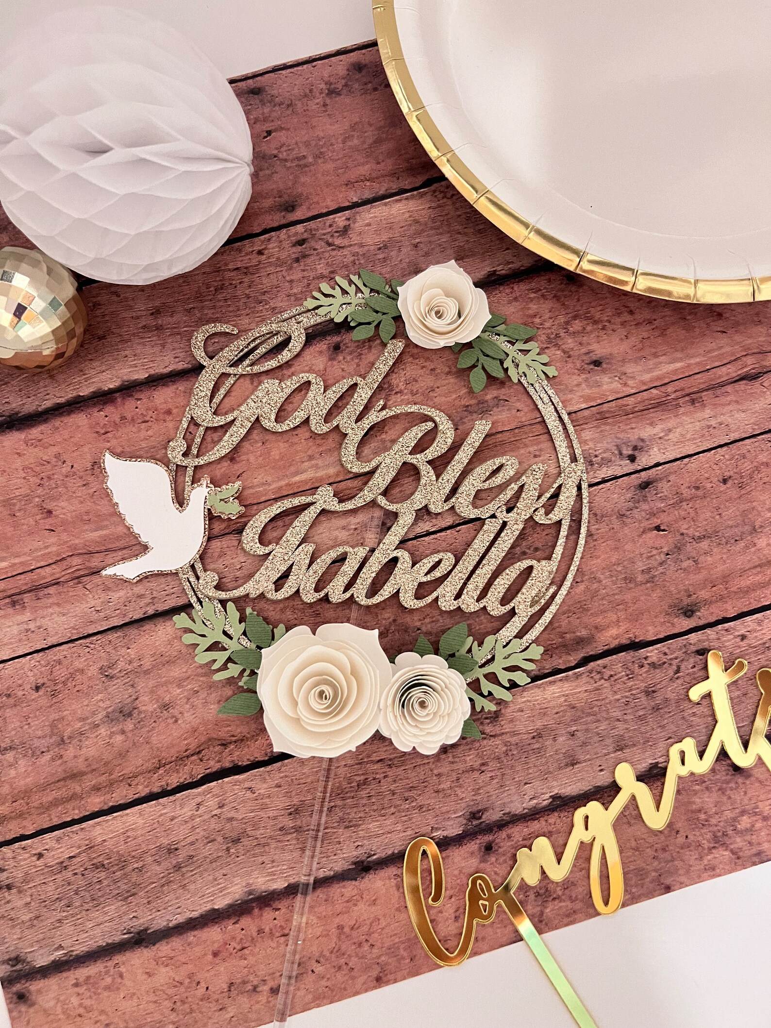 First Holy Communion Cake Topper, Religious Cake Topper, God Bless Cake ...