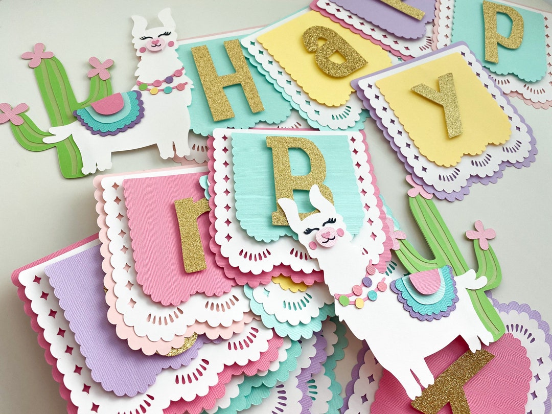 Llama Happy Birthday Banner, First Fiesta Banner, Llama Banner, Llama ...