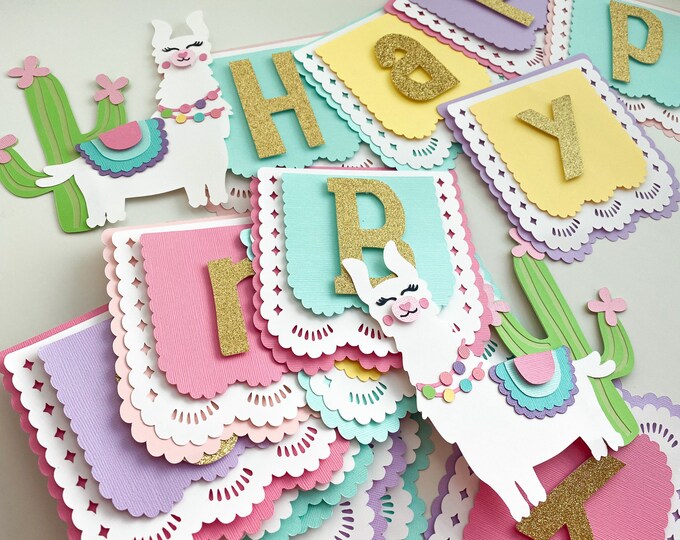 Llama Happy Birthday Banner First Fiesta Banner Llama | Etsy