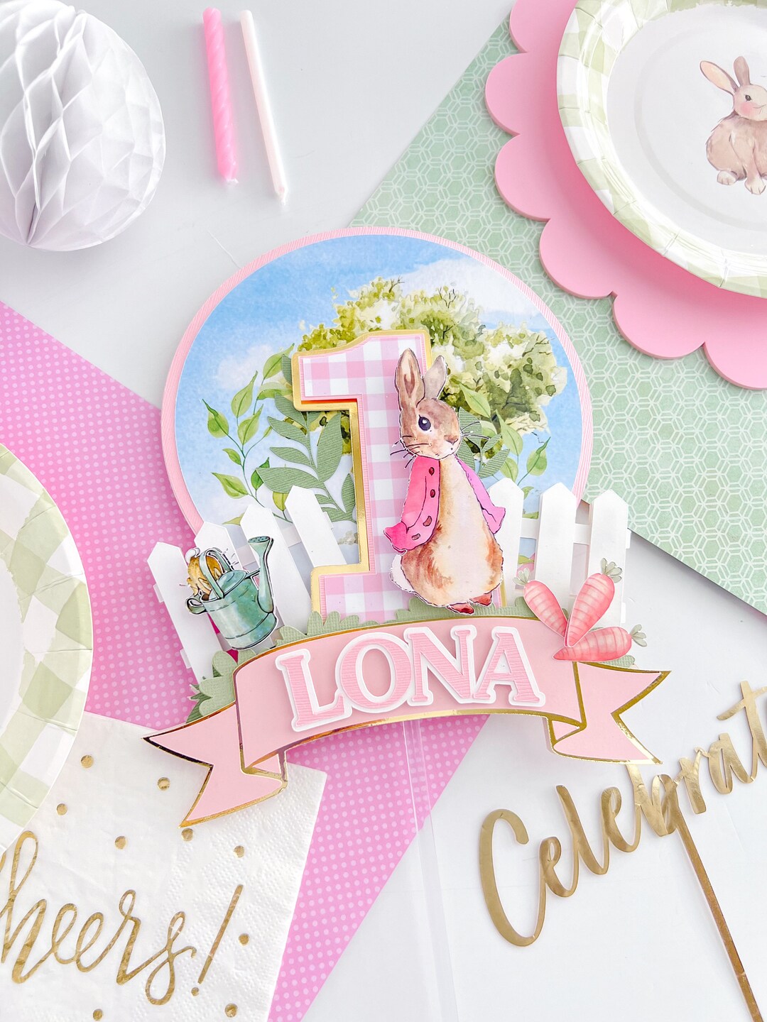 Peter Rabbit Cake Topper, Easter Cake Topper, Bunny Cake Topper, Girl ...