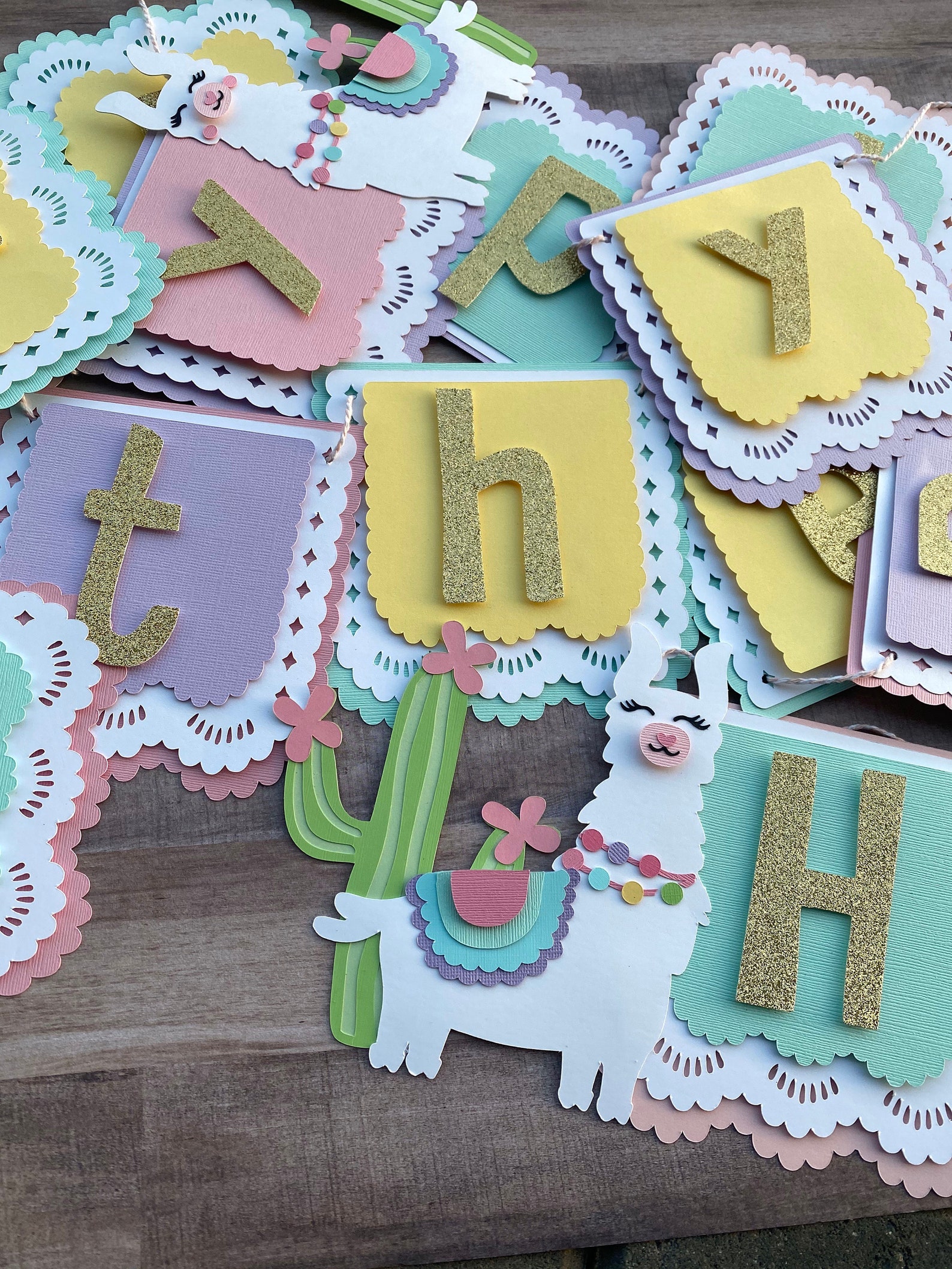 Llama happy birthday banner first fiesta banner llama | Etsy