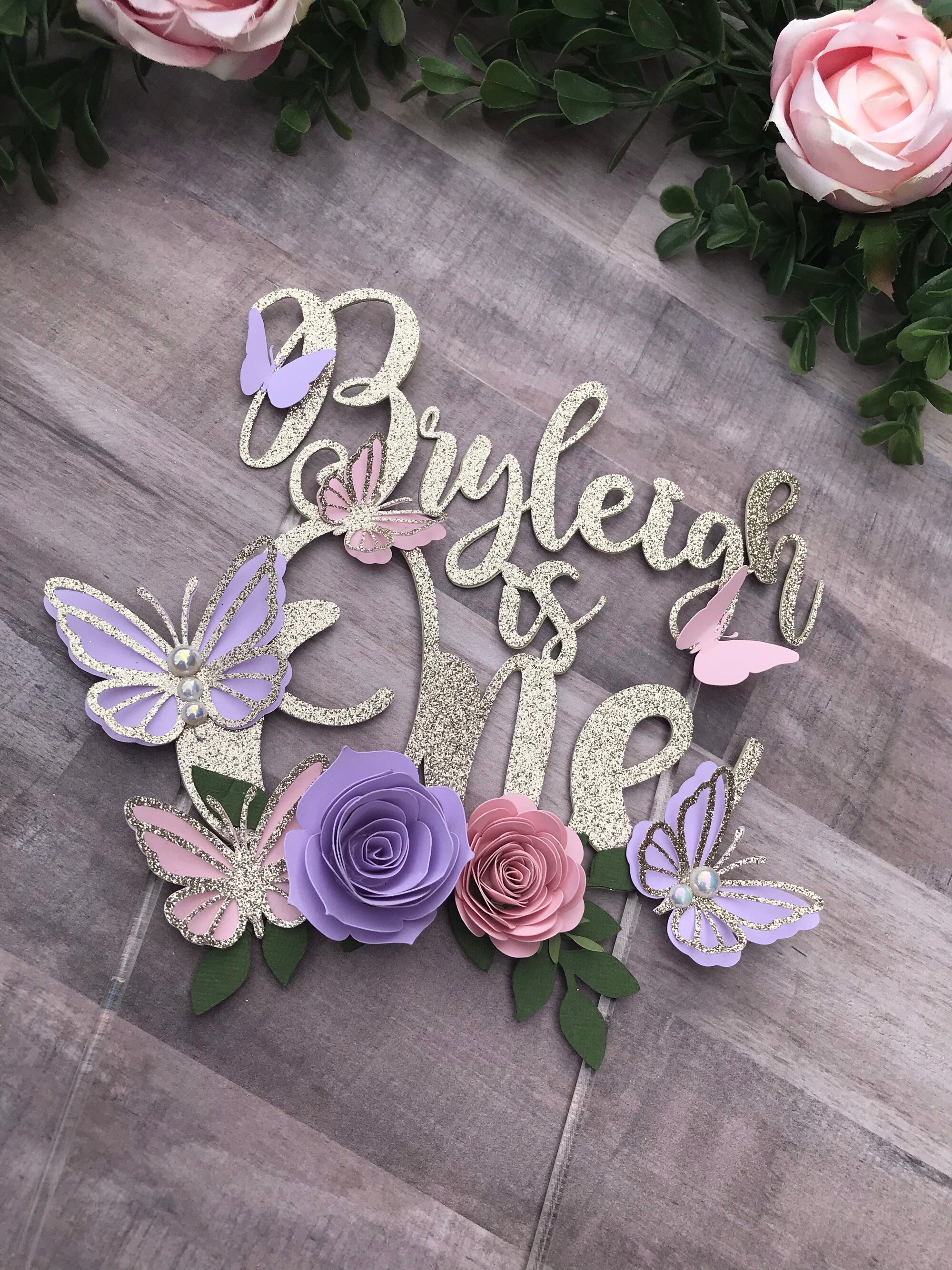 Butterfly Theme Cake Topper Butterfly Floral Cake Topper 1st | Etsy