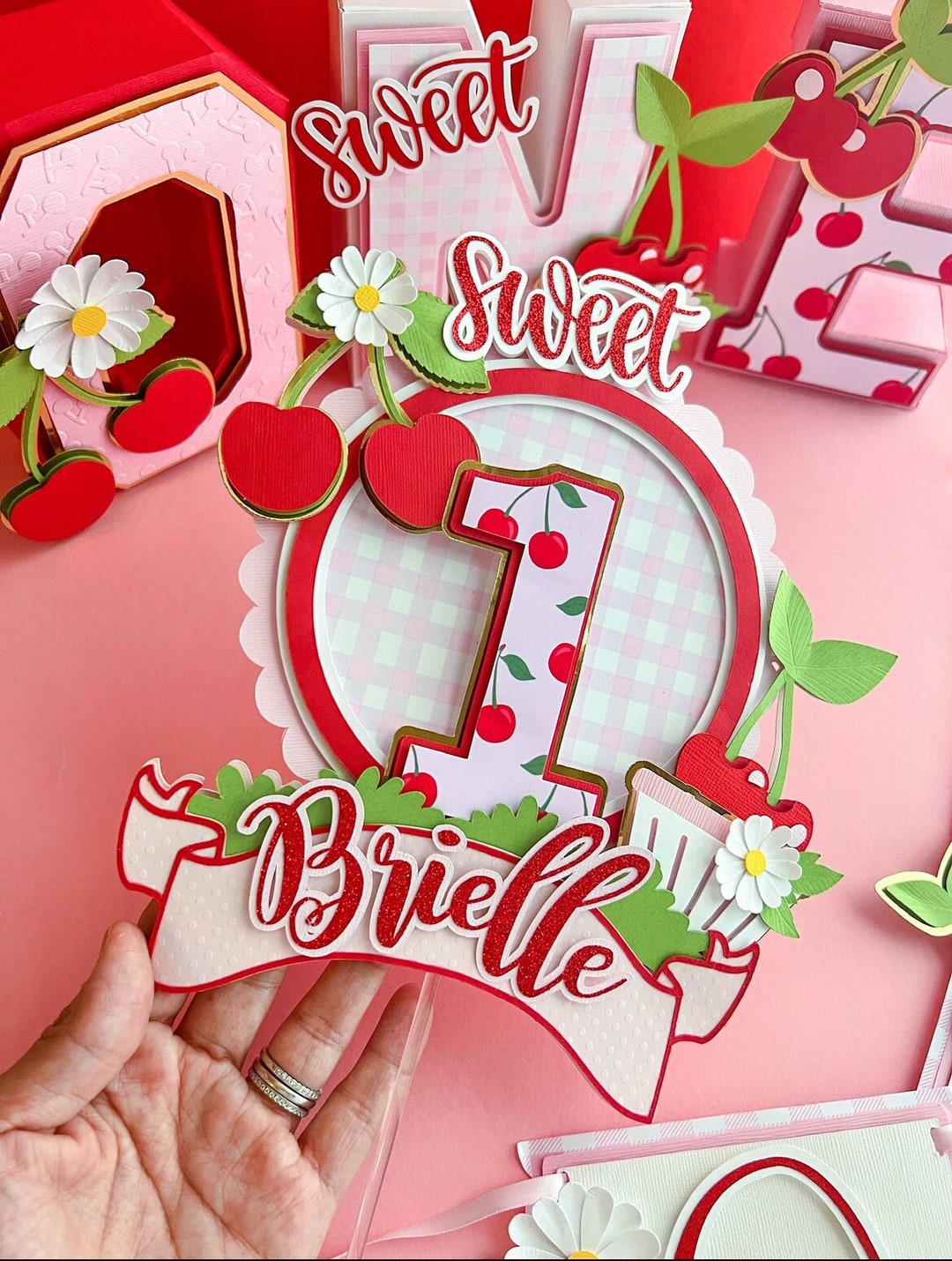 Cherry First Birthday Cake Topper, Cherry Sweet Theme, Cherry Party ...