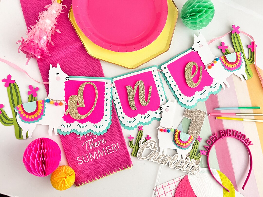 Llama Banner, Llama High Chair Banner, Llama Cake Topper, Llama Party ...