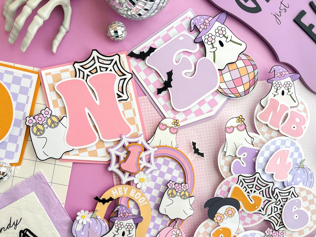 Groovy Ghost Halloween High Chair Banner • Spooky One First Birthday ...