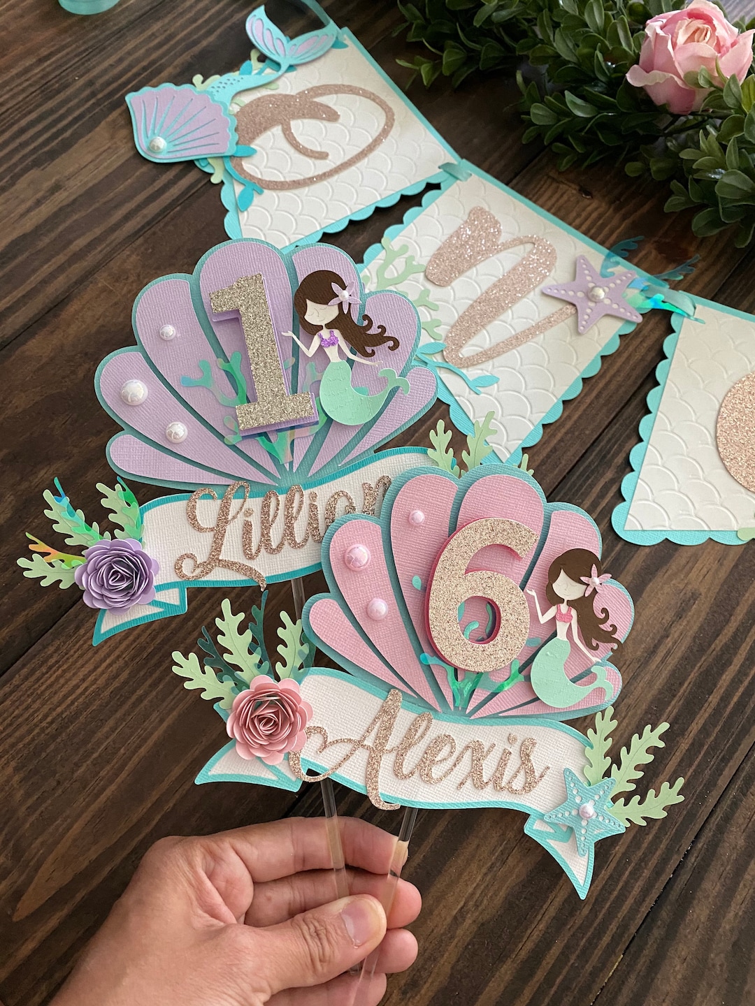 Mermaid 1st Birthday Banner, Mermaid Cake Topper, Mermaid Decorations ...