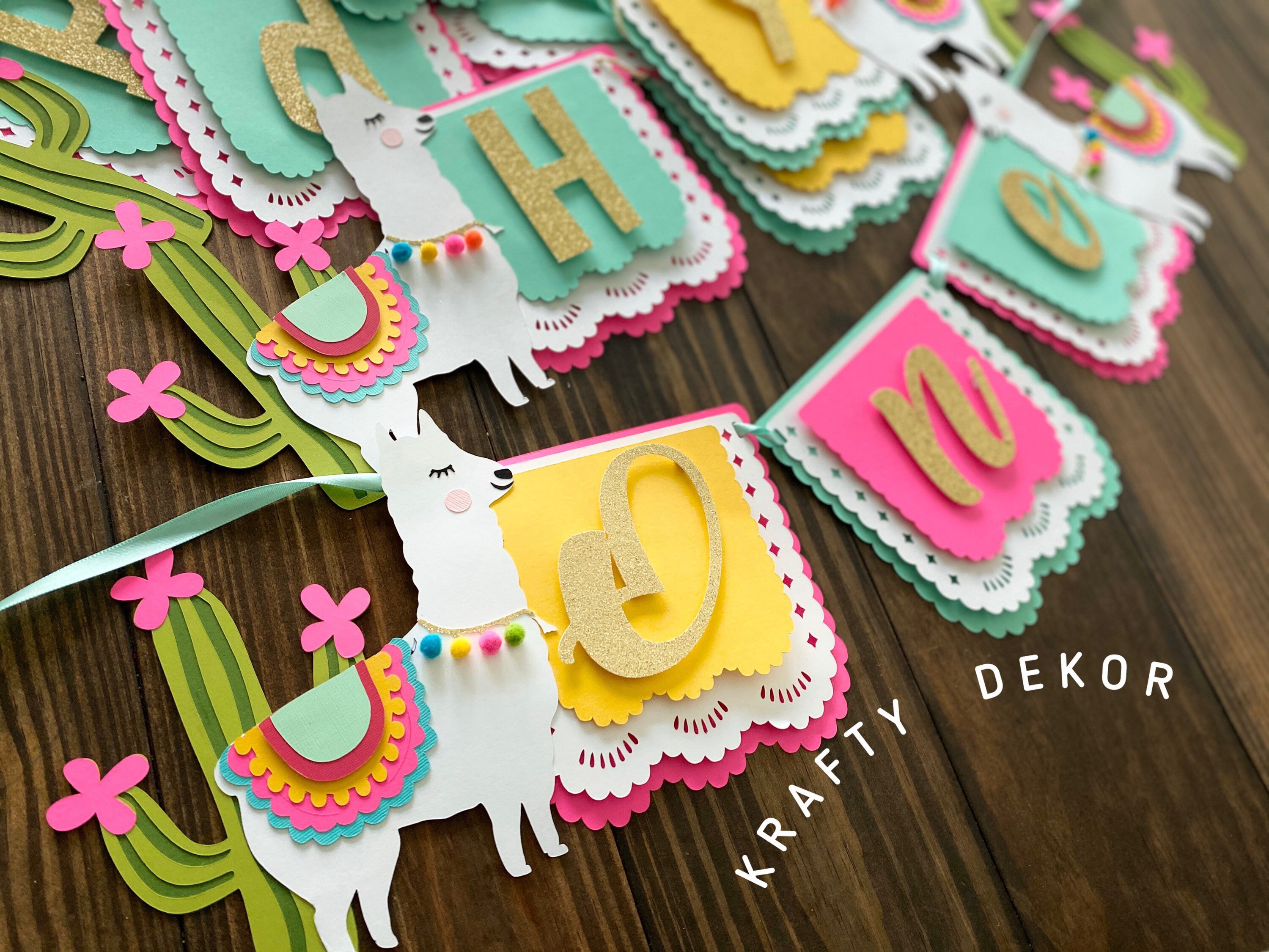 Llama happy birthday banner first fiesta banner llama | Etsy