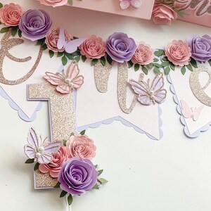 Butterfly Theme Banner, Butterfly Floral Banner, 1st Birthday Butterfly ...