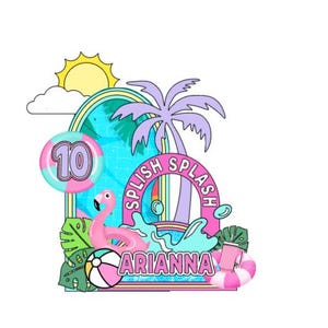 Pool Party Cake Topper, Teen Girl Birthday, Splish Splash Pool Party ...