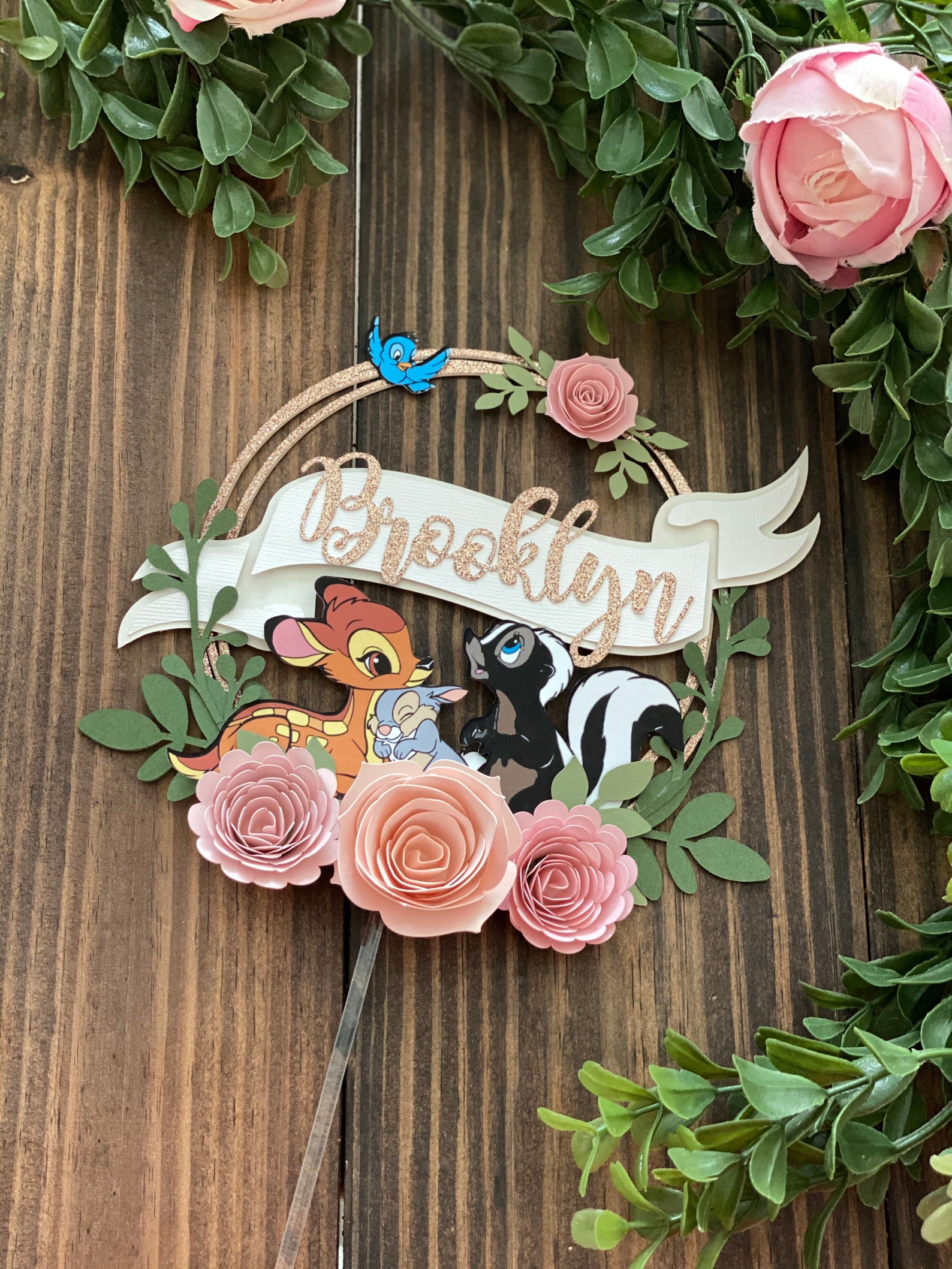 Bambi Cake Topper One Year Old Cake Topper Bambi Floral Cake | Etsy