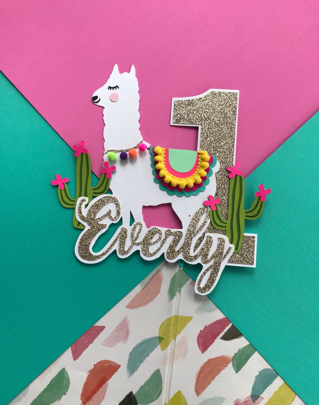Llama Cake Topper, Llama Party Decor, Cactus Party, Fiesta Party Decor ...