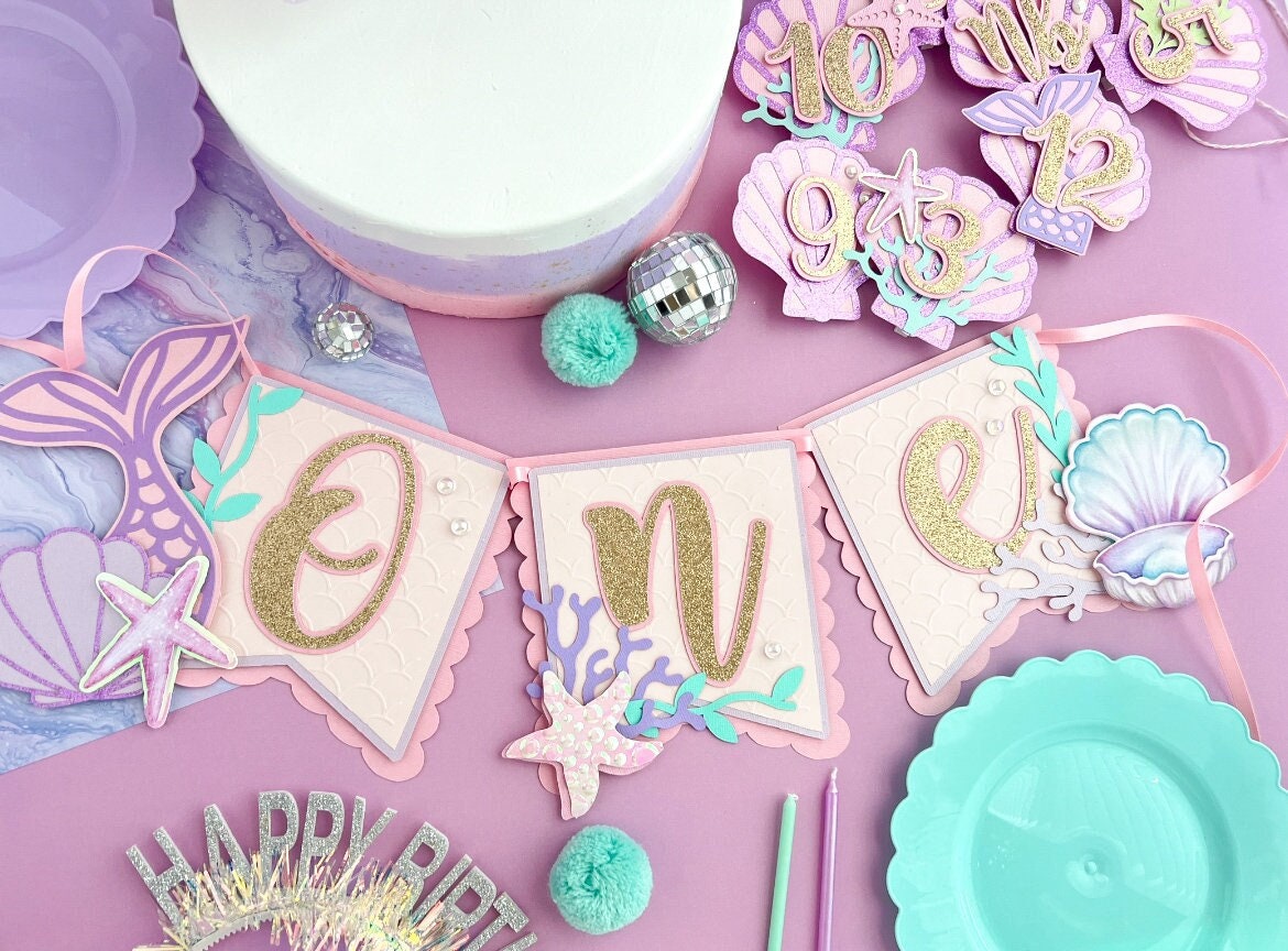 Mermaid Happy Birthday Banner, Mermaid One Banner, Mermaid Banner ...