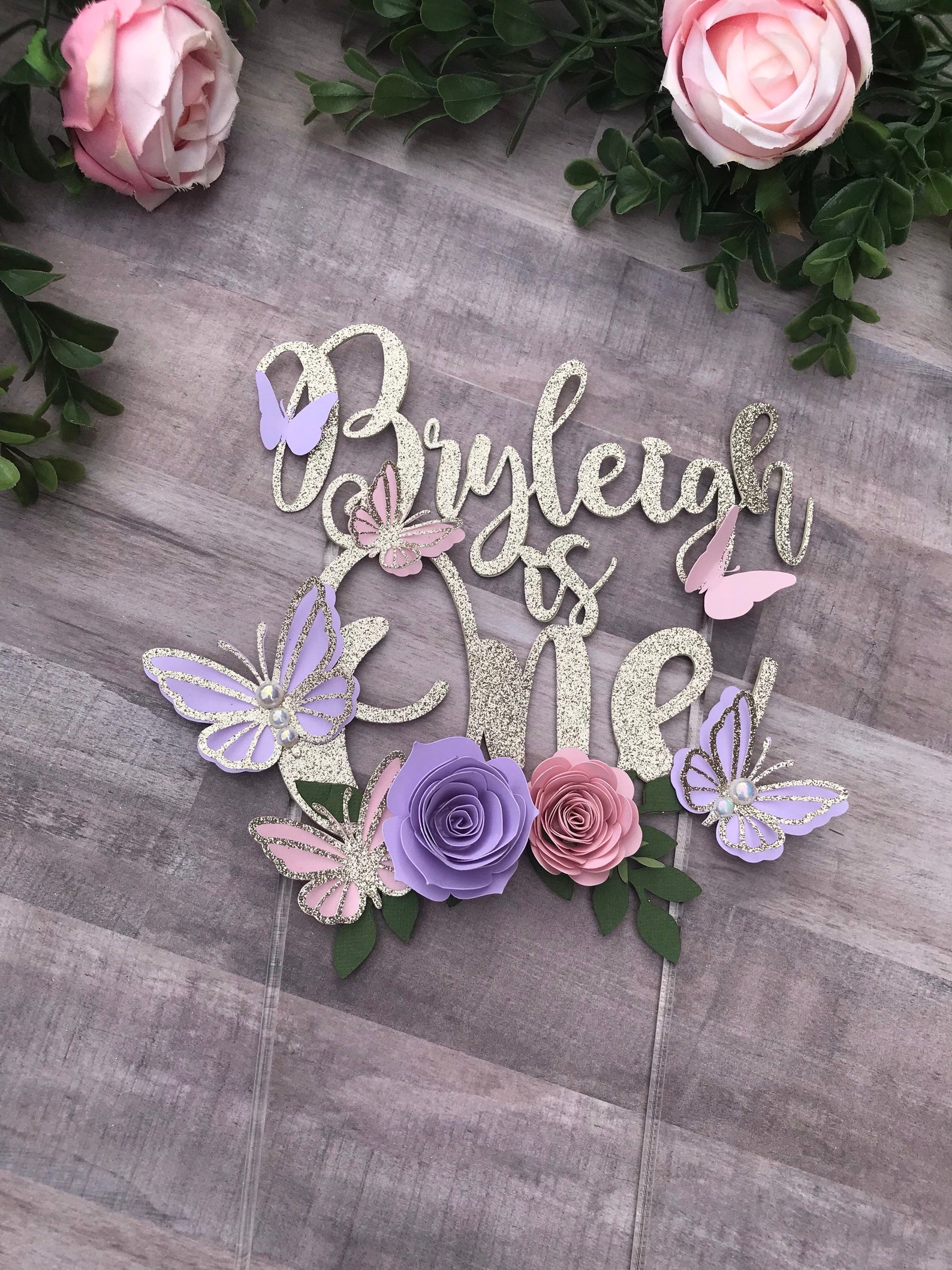 Butterfly Theme Cake Topper Butterfly Floral Cake Topper 1st | Etsy