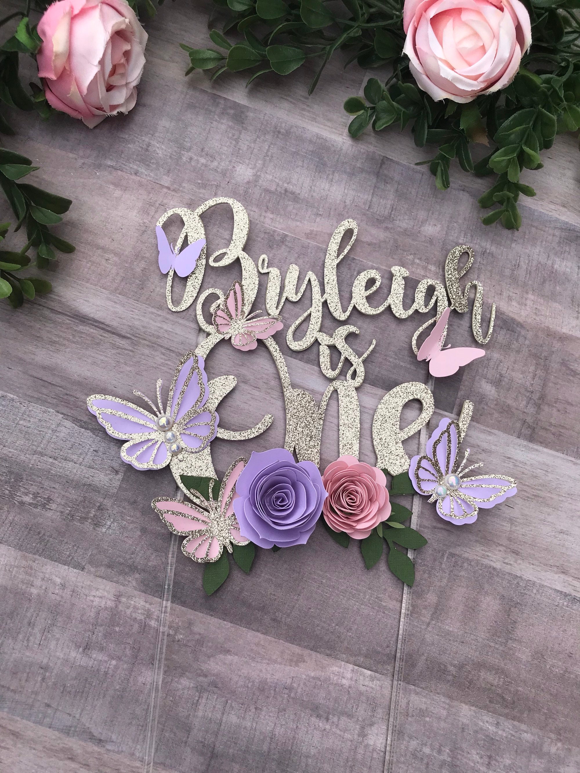Butterfly Theme Cake Topper Butterfly Floral Cake Topper 1st | Etsy