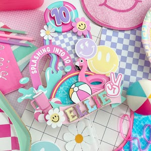 Preppy Pool Party Cake Topper, Splashing Into 10 Cake Topper, Teen Girl ...