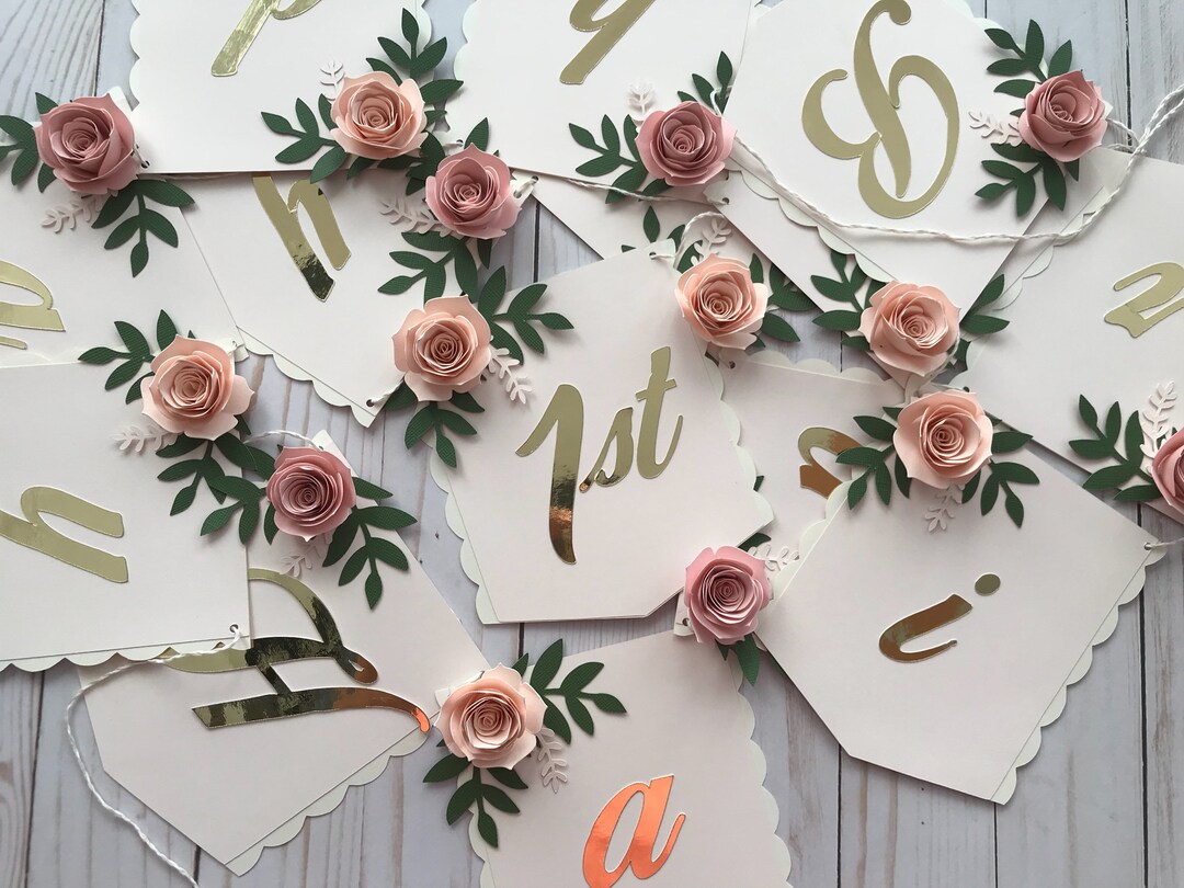 Boho Floral Banner, Floral Banner, Boho Floral Garland, 1st Birthday ...