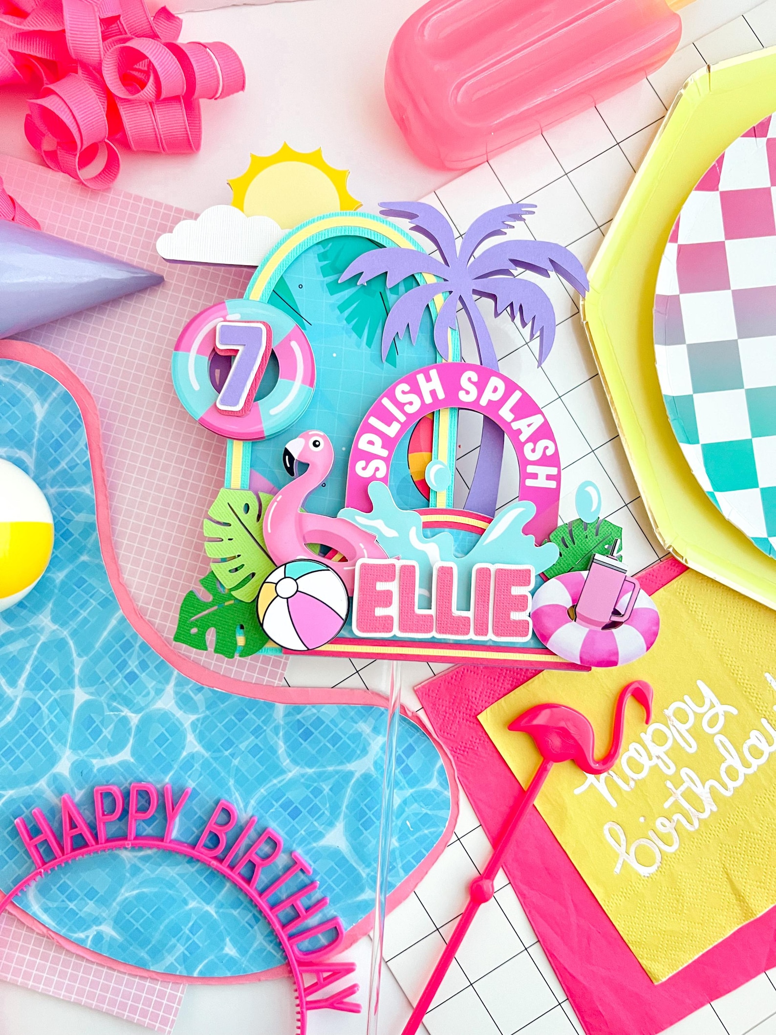 Pool Party Cake Topper, Teen Girl Birthday, Splish Splash Pool Party ...