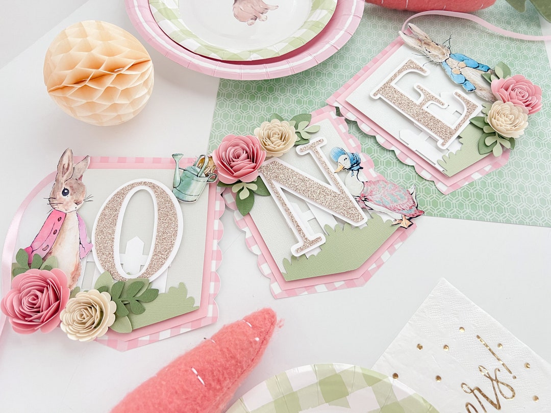 Girl Peter Rabbit High Chair Banner, Some Bunny is One Banner, Bunny ...