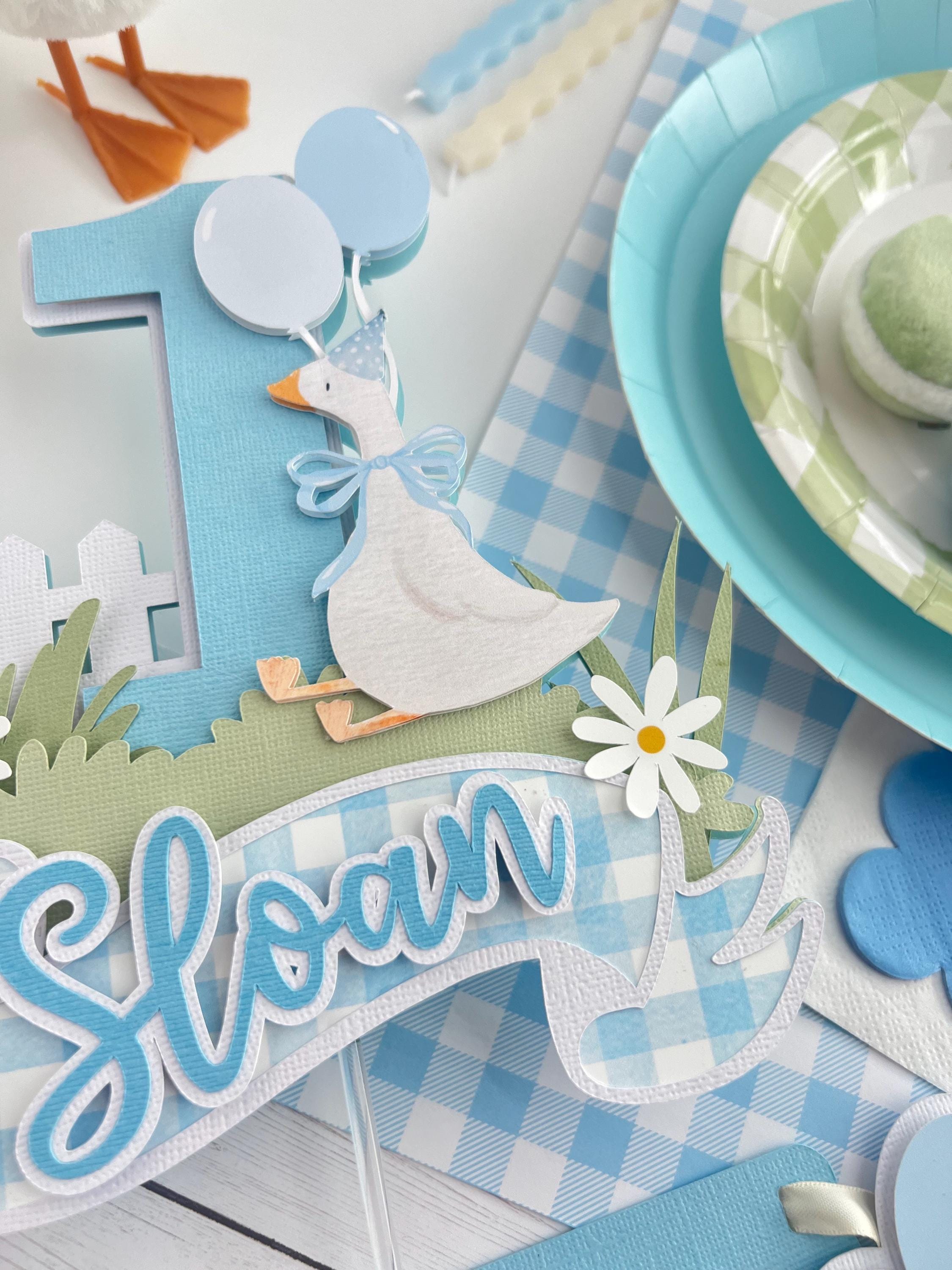 Boy One Silly Goose Cake Topper, Our Silly Goose Birthday, Floral Geese ...