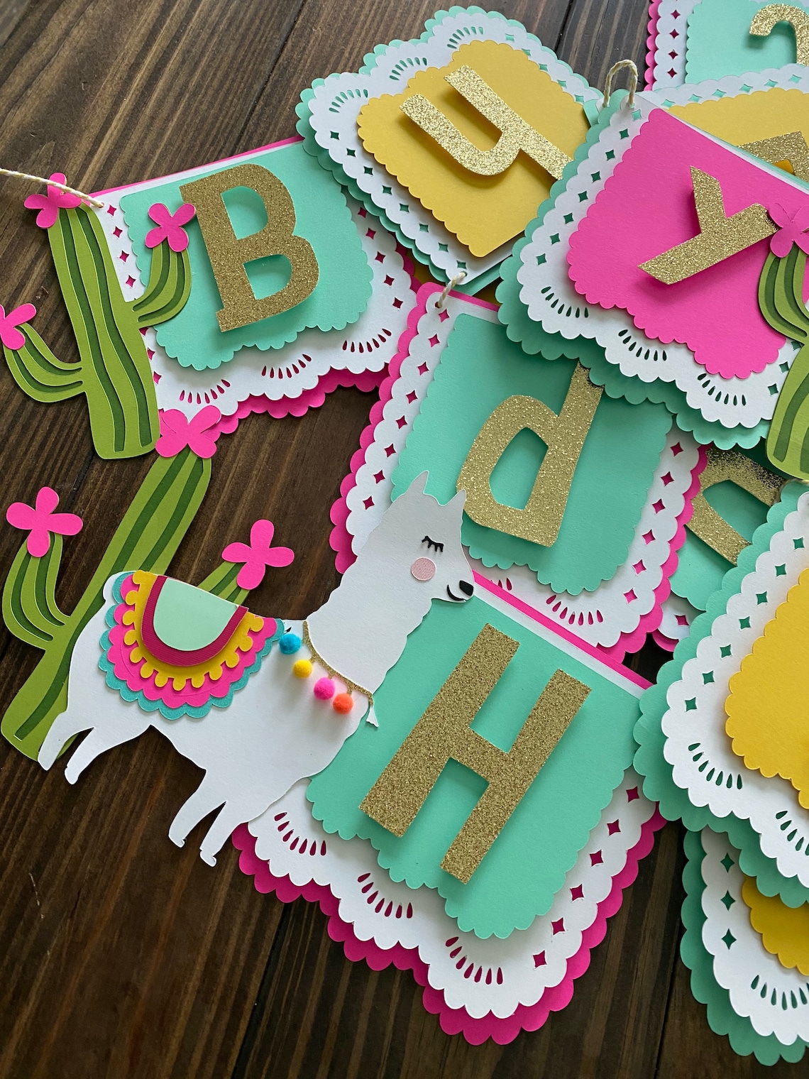 Llama happy birthday banner first fiesta banner llama | Etsy