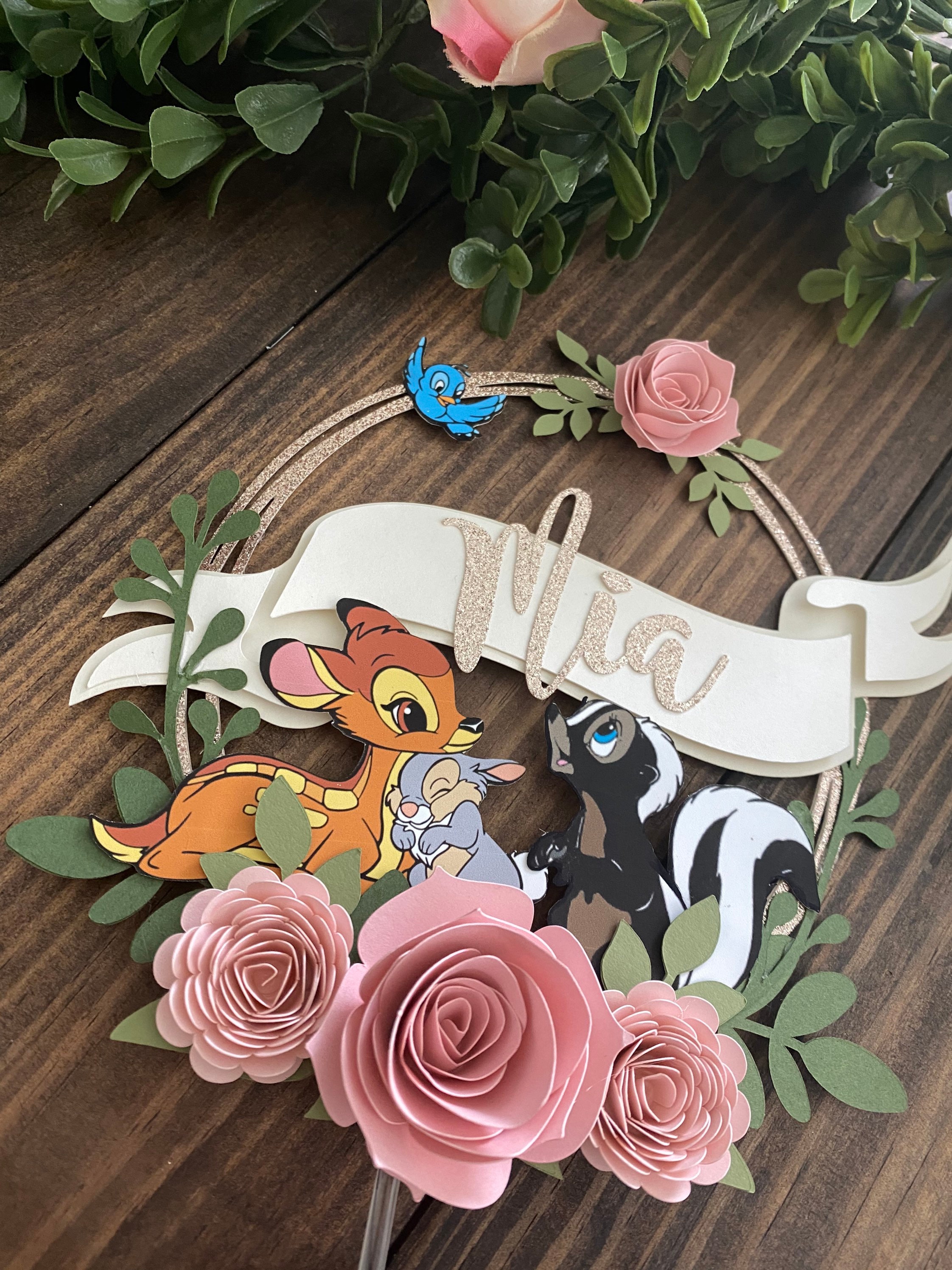 Bambi Cake Topper One Year Old Cake Topper Bambi Floral Cake | Etsy