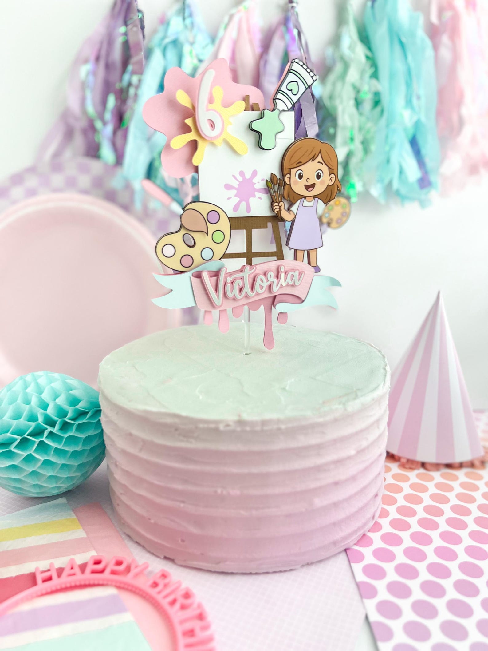 Paint Party Cake Topper, Art Birthday Cake Topper, Painting Party Cake ...