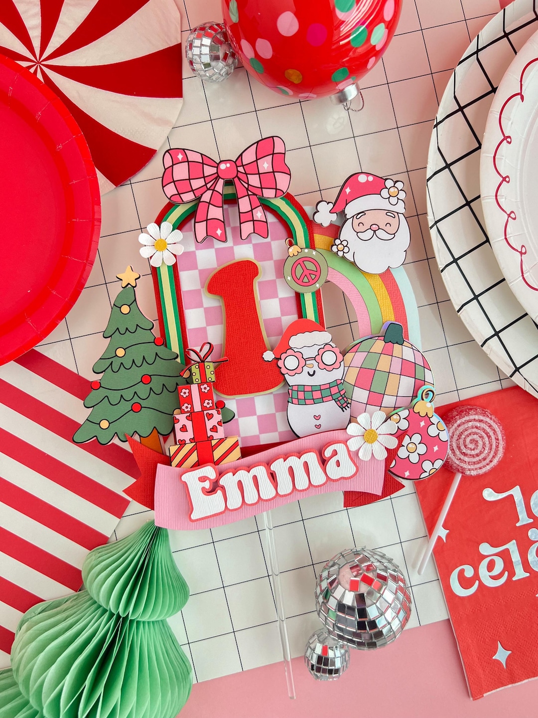 Groovy Christmas Cake Topper, Retro Christmas Cake Topper, Oh What Fun ...