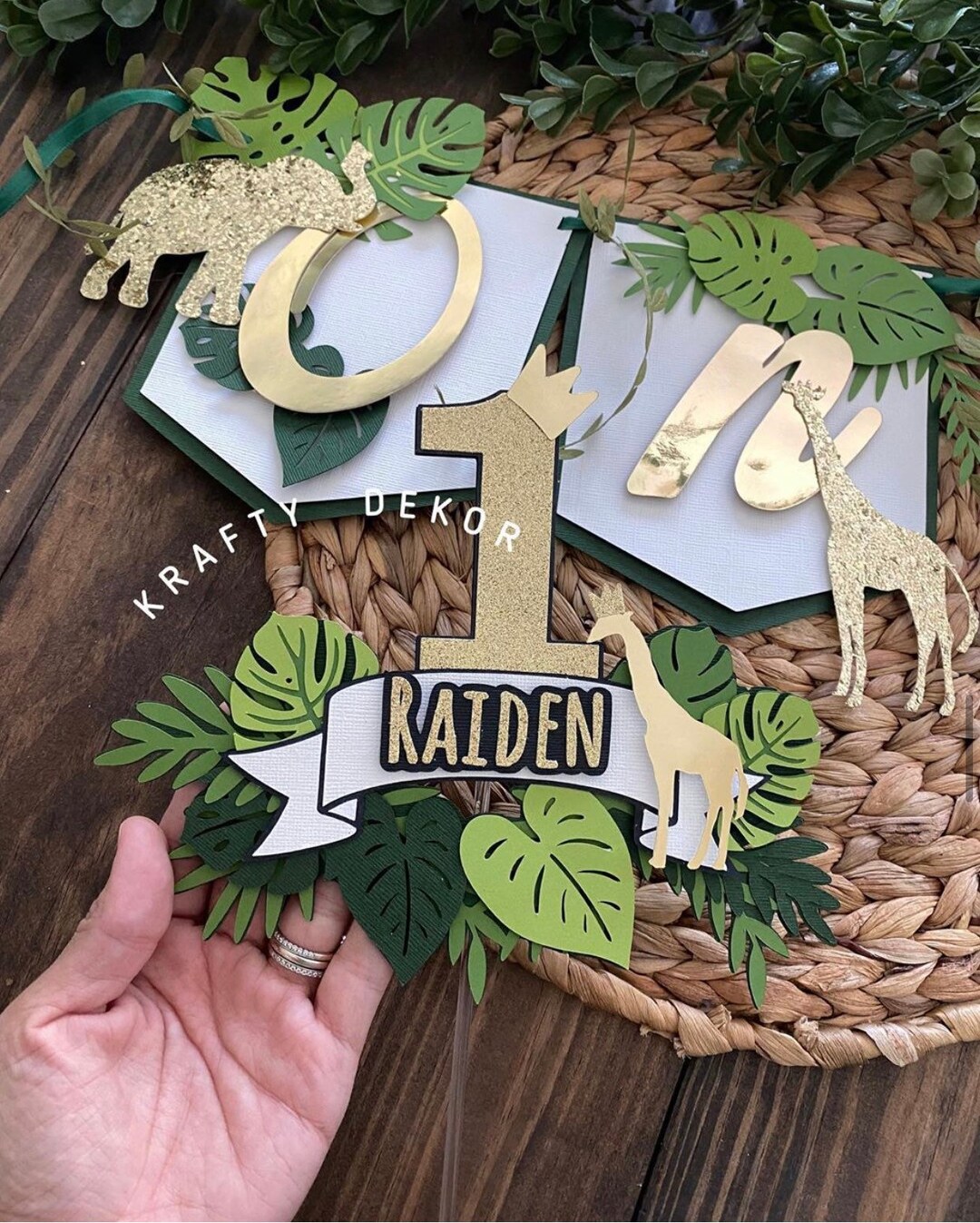 Jungle Safari Cake Topper, Safari 1st Birthday, Safari Gold Cake Topper ...