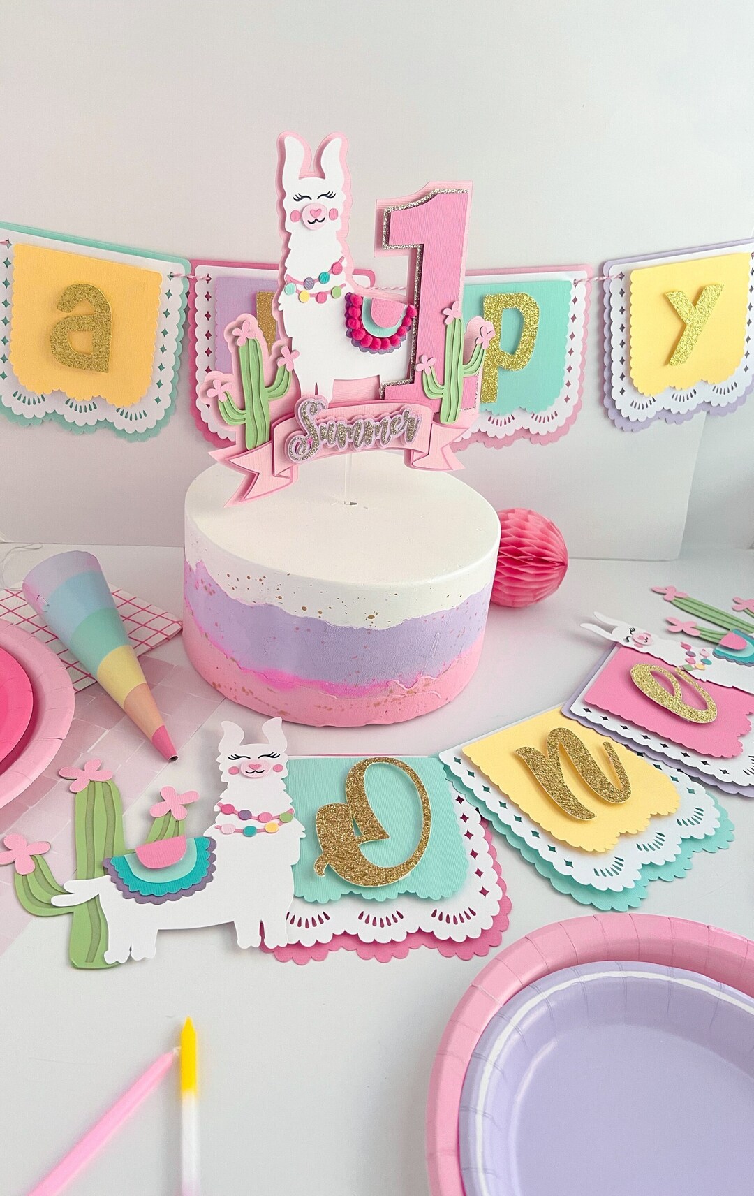 Llama Cake Topper, Llama Birthday Party, Llama PARTY, Llama Party Cake ...