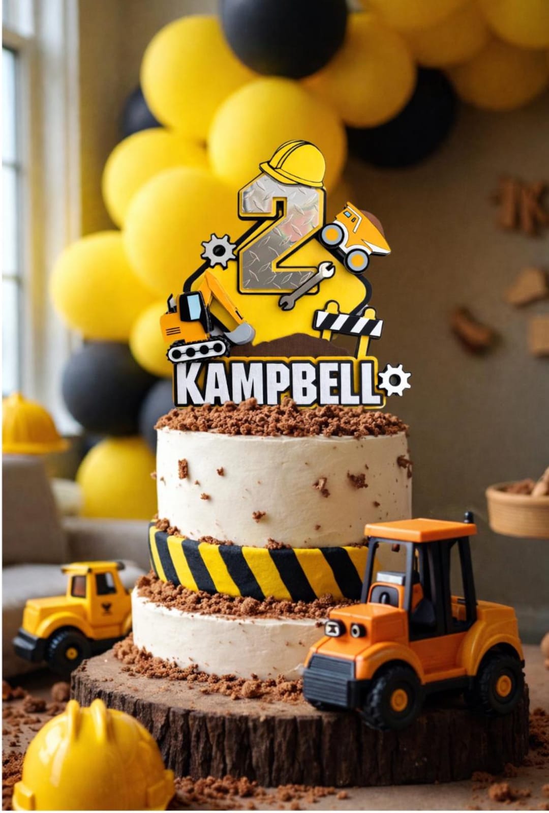 Construction Cake Topper: Contruction Birthday Party Decor, Exavator ...