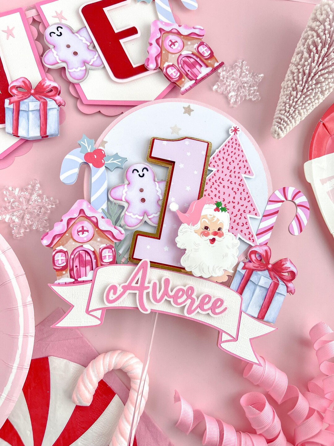 Christmas 1st Birthday Cake Topper: Gingerbread Party Decor - Etsy